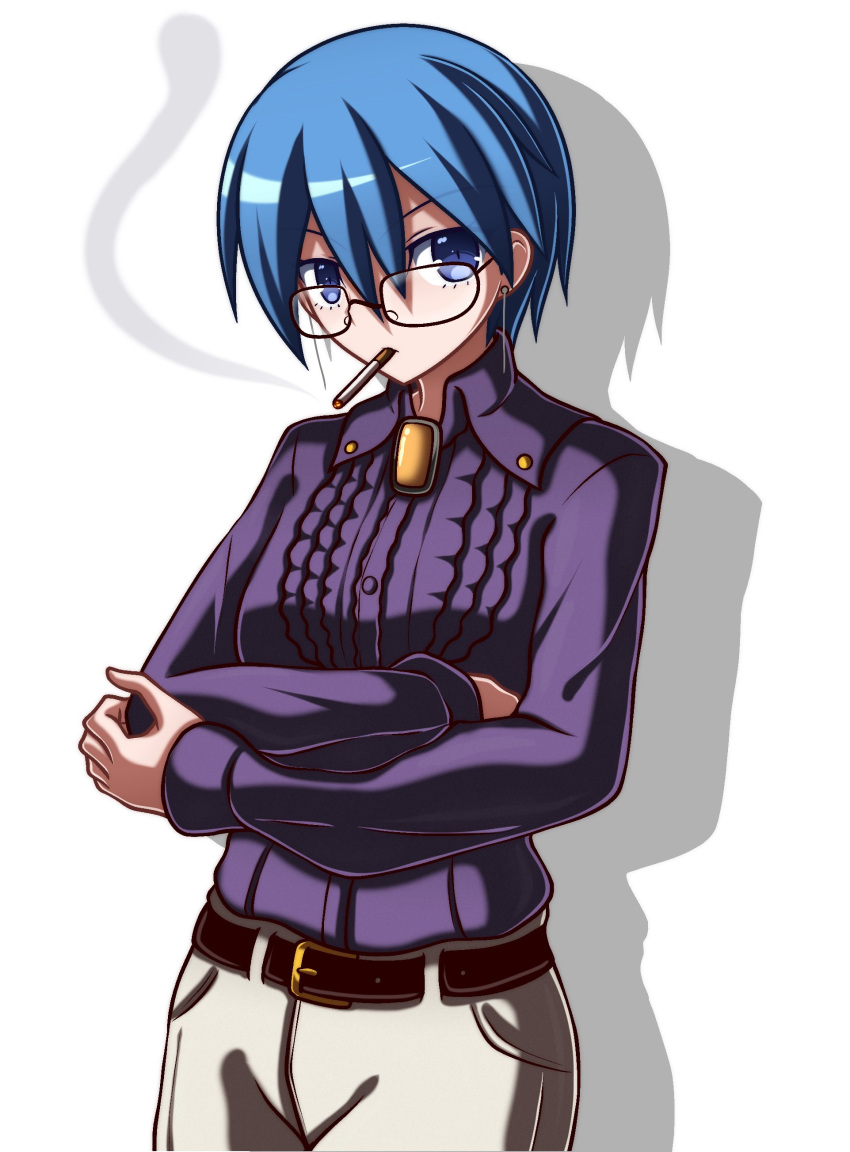 Safebooru - 1girl absurdres aozaki touko aozaki touko (fate/extra) belt blue eyes breasts brooch ...