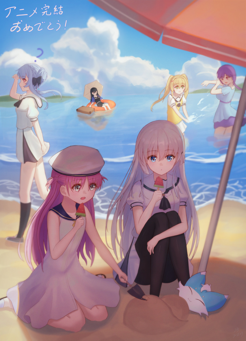 Safebooru - 6+girls :3 :d ;d ? absurdres ascot backlighting beach beach ...