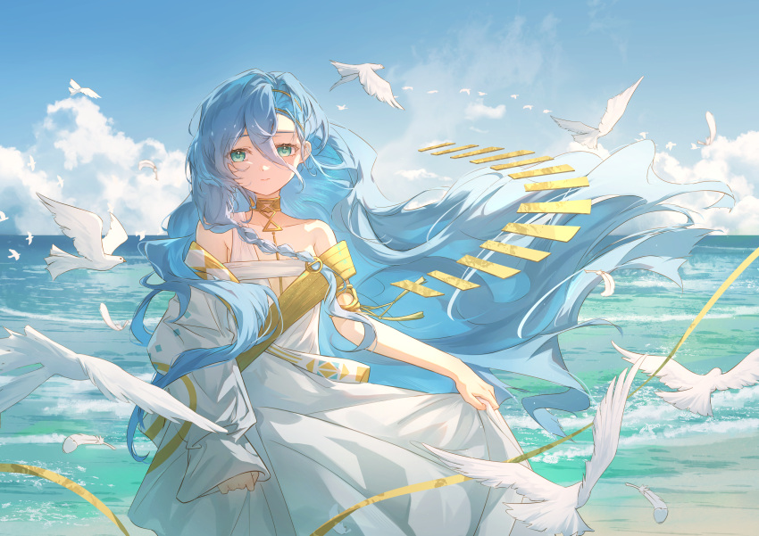 Safebooru - 37 (reverse:1999) :| absurdres ancient greek clothes armlet bare shoulders bird blue ...