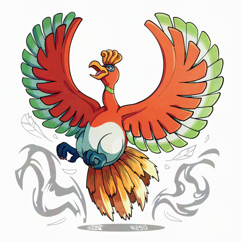 Safebooru - beak bird feathered wings flying ho-oh mistray-art no ...