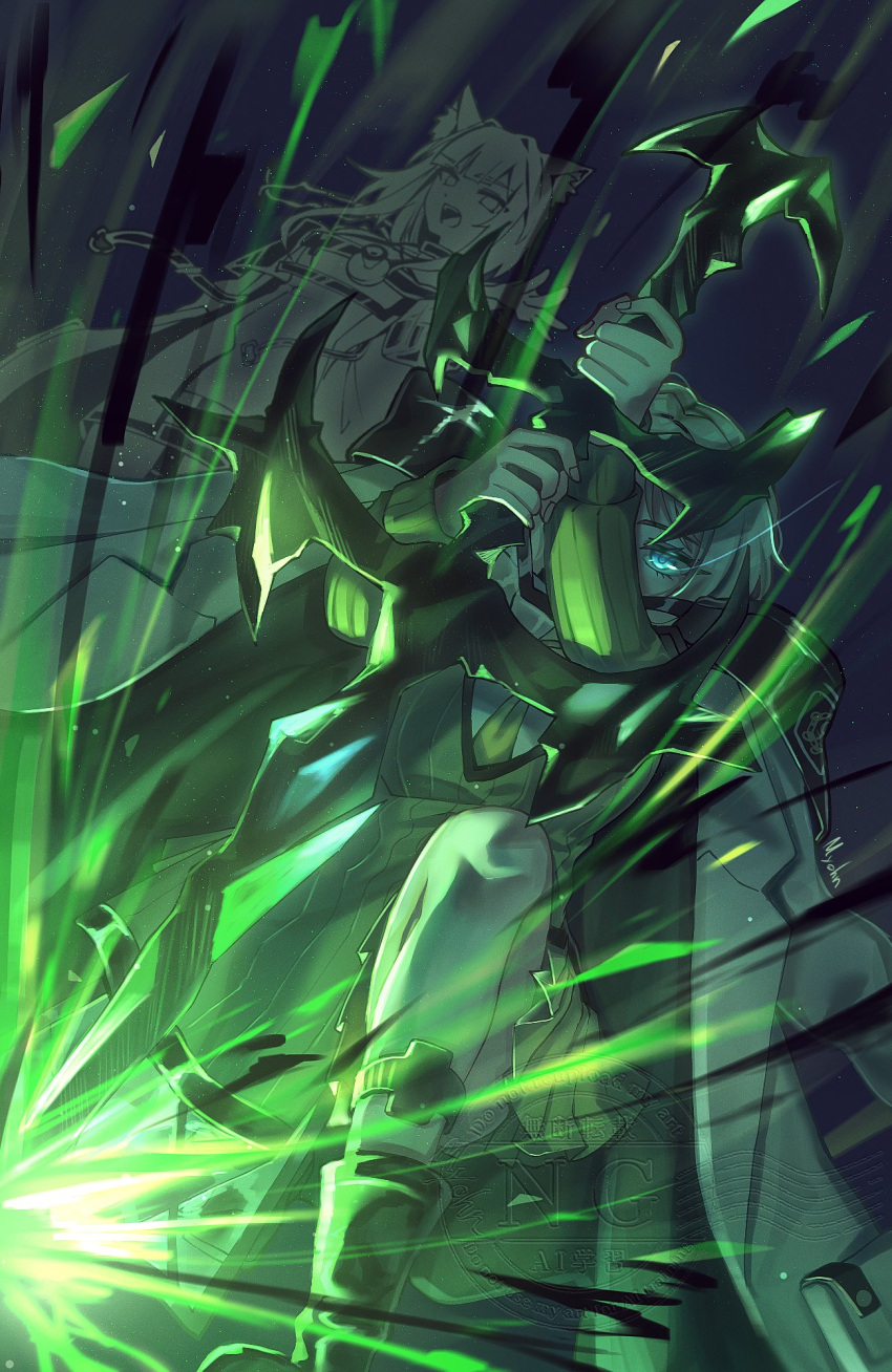 Safebooru - 2girls animal ears arknights cat ears cat girl command:meltdown (e.g.o) crystal e.g ...