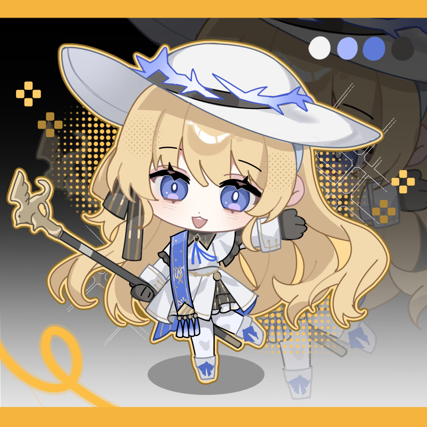 Safebooru - 1girl absurdres black gloves blonde hair blue eyes blue ...