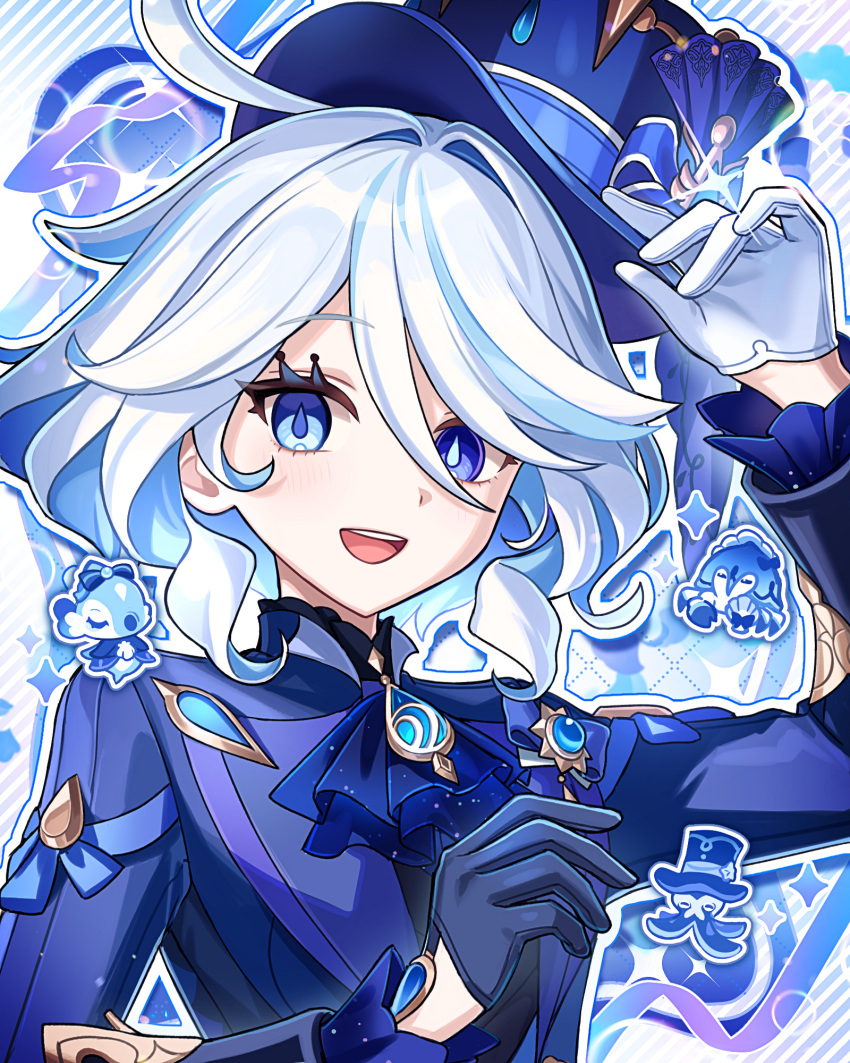 Safebooru - 1girl 3others ahoge aqua eyes aqua hair black gloves blue ...