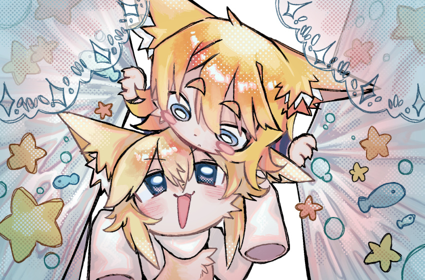 Safebooru - 2girls :3 animal ears blonde hair blue eyes blush blush ...