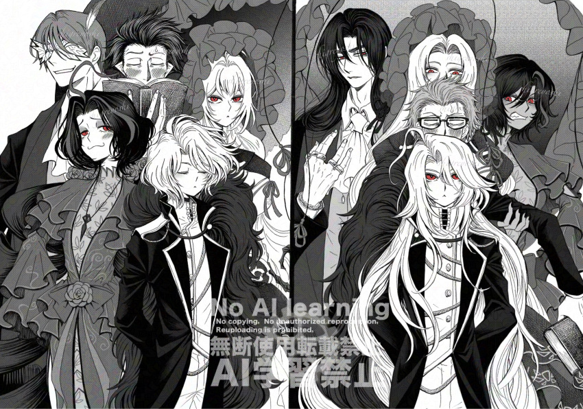 Safebooru - 4boys 5girls :3 ahoge angry aristocratic clothes arms ...