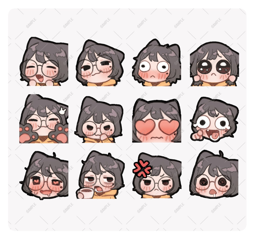 Safebooru - 1girl animal ears black eyes brown hair cat ears chibi ...