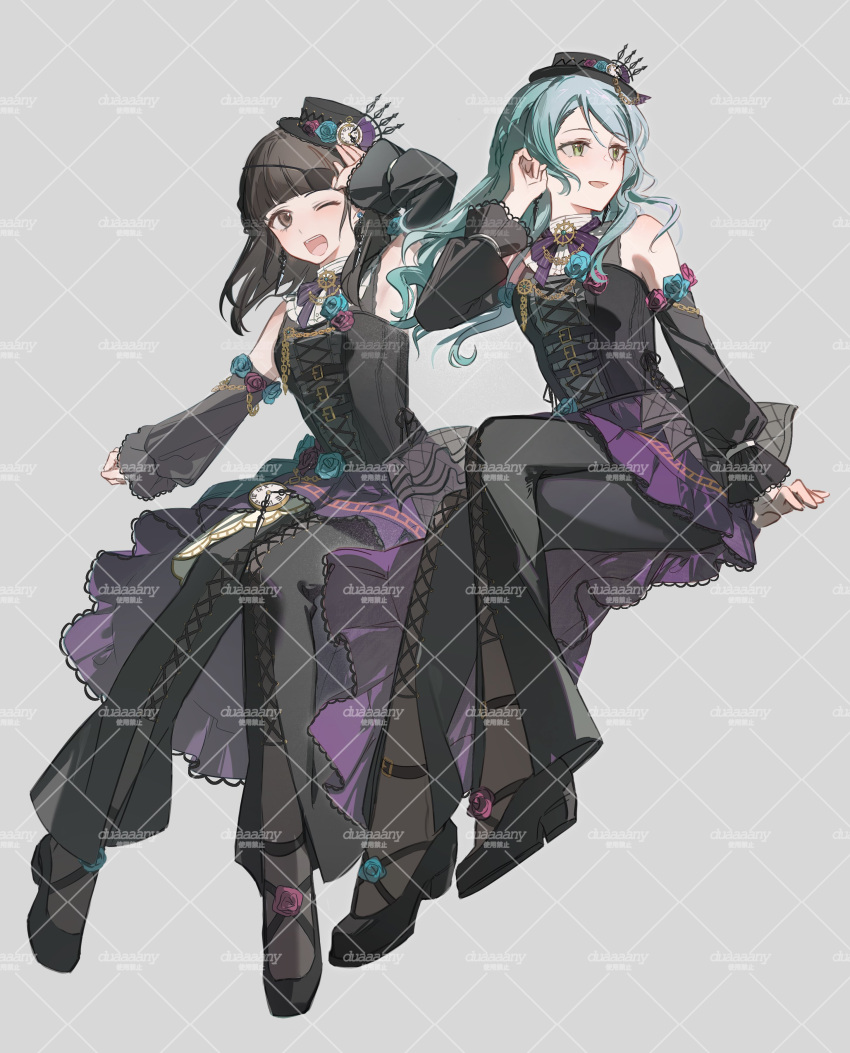 Safebooru - 2girls absurdres bang dream! black dress black eyes black hair black pantyhose black ...