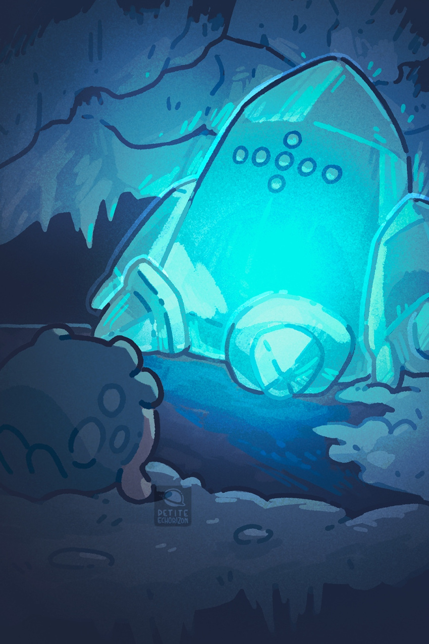 Safebooru - cave cave interior from behind glowing highres ice no ...
