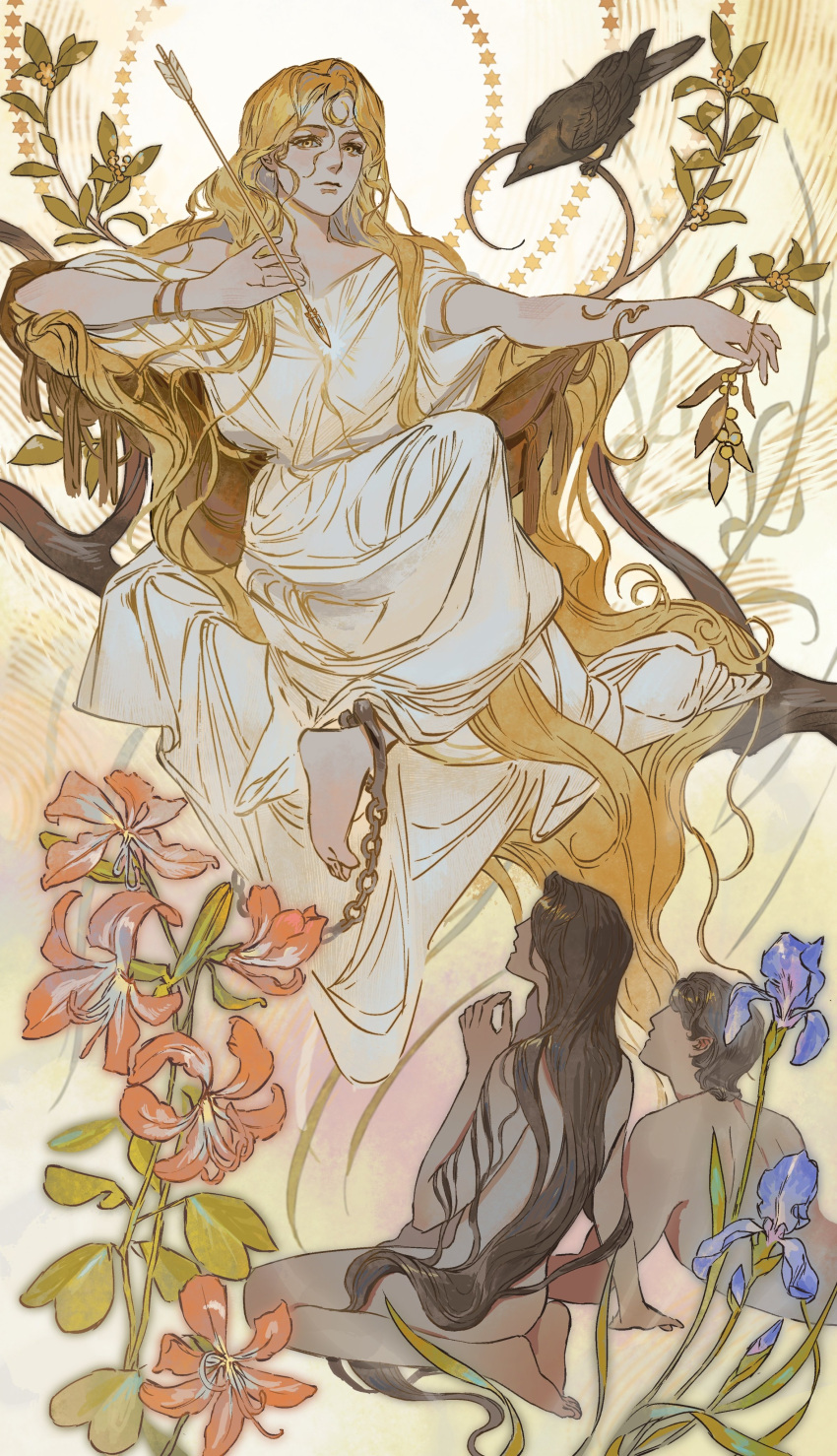 Safebooru - 1girl 2boys absurdres ancient greek clothes androgynous ...