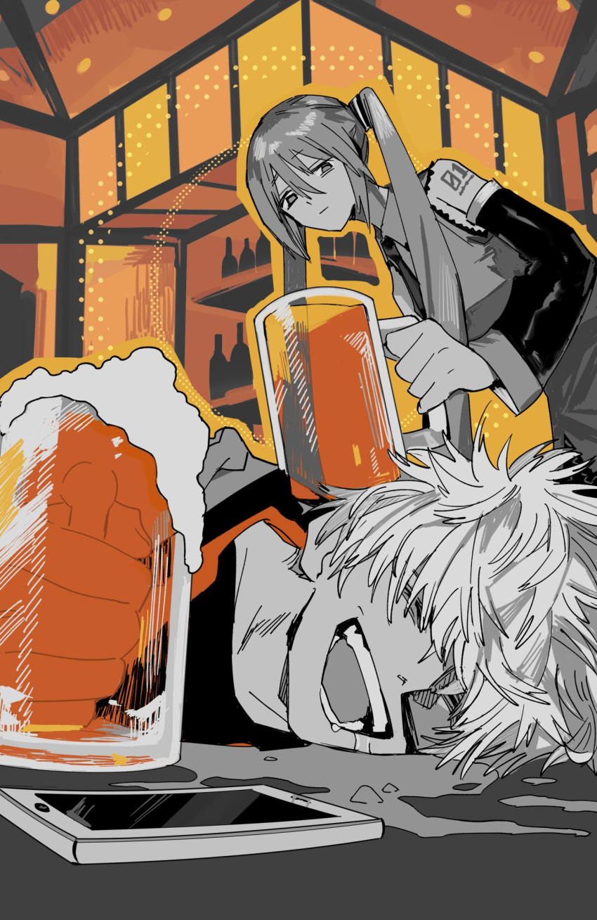 Safebooru - 1boy 1girl alcohol beer beer mug call boy (vocaloid ...