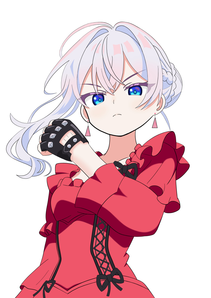 Safebooru - 1girl absurdres black gloves blue eyes clenched hand closed ...