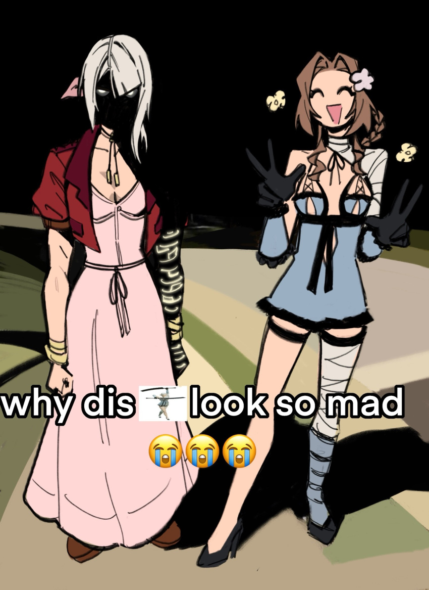 Safebooru - 2girls aerith gainsborough aerith gainsborough (cosplay ...