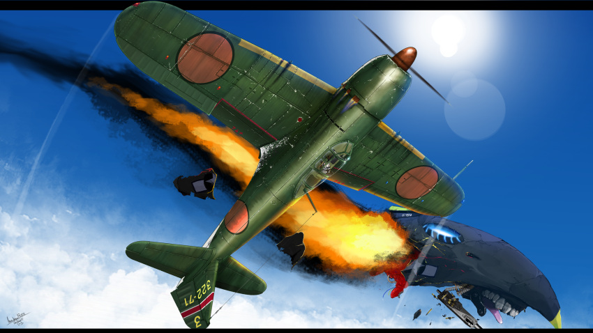 Safebooru - 1girl a7m reppuu abyssal ship aircraft airplane blue sky ...