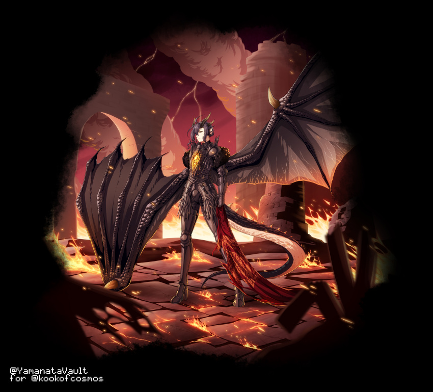 Safebooru - 1girl absurdres ahoge armor artist name black hair black ...