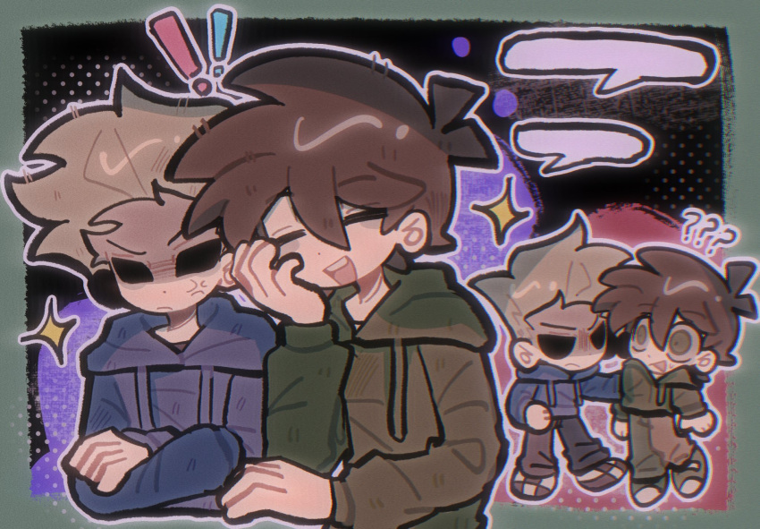Safebooru - ! !! 2boys :d = = ? ?? anger vein animification antenna ...