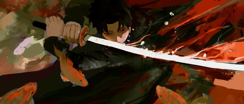 Safebooru - 1boy black coat black hair coat daodtt enten (sword) fish ...