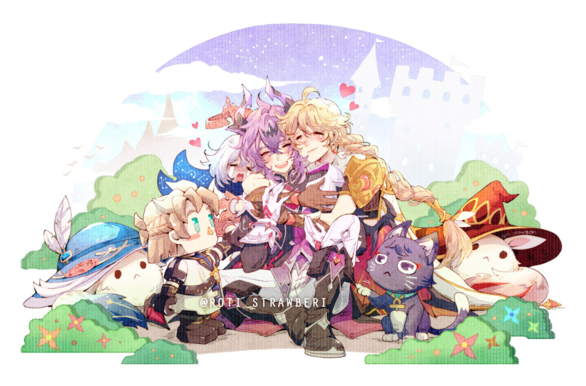 Safebooru - 1girl 2boys 4others aether (genshin impact) albedo (genshin ...