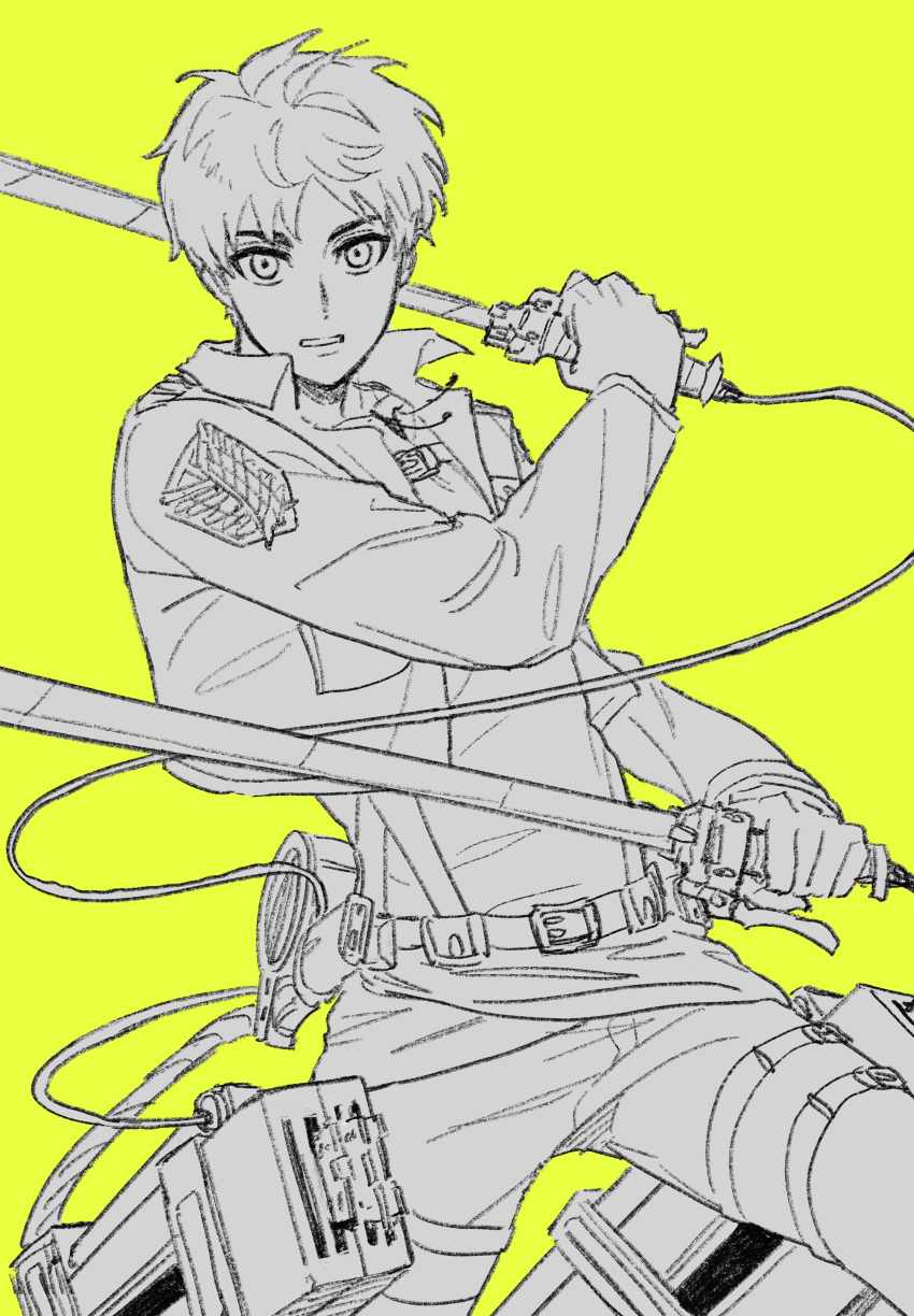 Safebooru - 1boy absurdres cowboy shot cropped jacket dual wielding ...