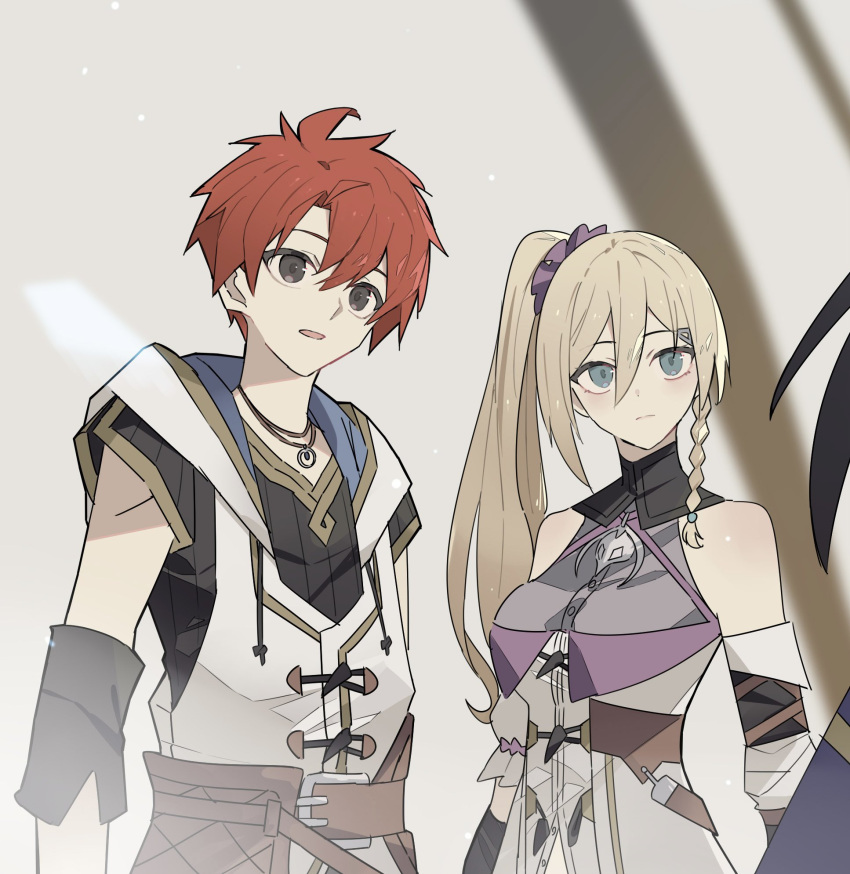 Safebooru - 1boy 1girl adol christin bare shoulders blue eyes breasts ...