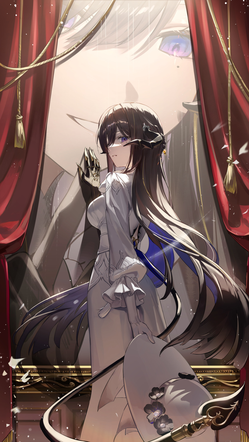 Safebooru - 1girl absurdres black gloves black hair breasts commentary ...