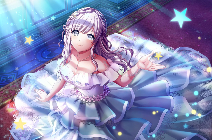 Safebooru - brown eyes d4dj dress izumo saki long hair silver hair smile | 4052852