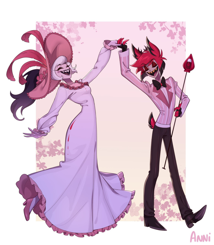 Safebooru - 1boy 1girl alastor (hazbin hotel) annidrw black pants ...