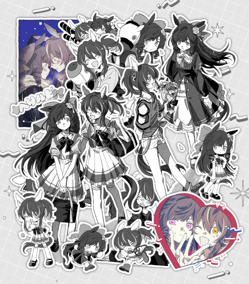 Safebooru - 2girls ^ ^ animal ear piercing animal ears annoyed artist ...