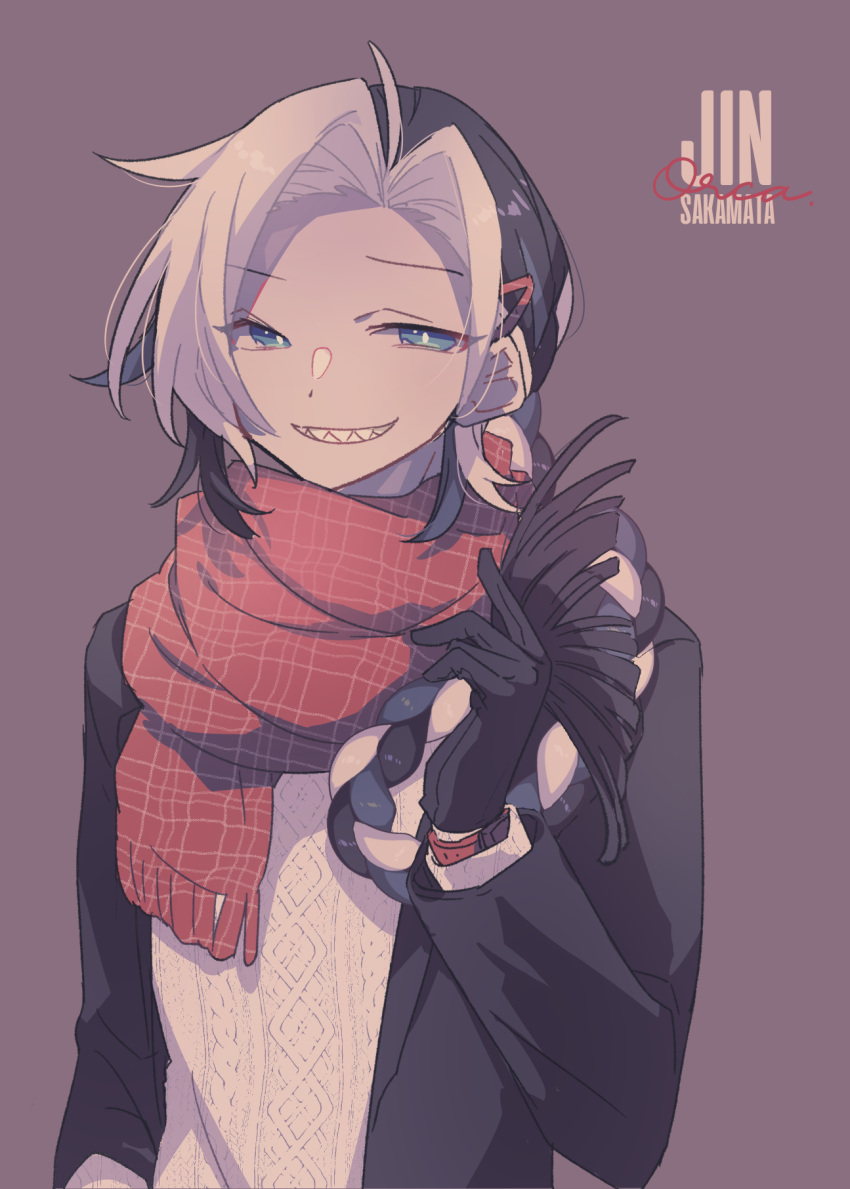 Safebooru - 1boy black hair blue eyes chariki facing viewer gloves grey ...