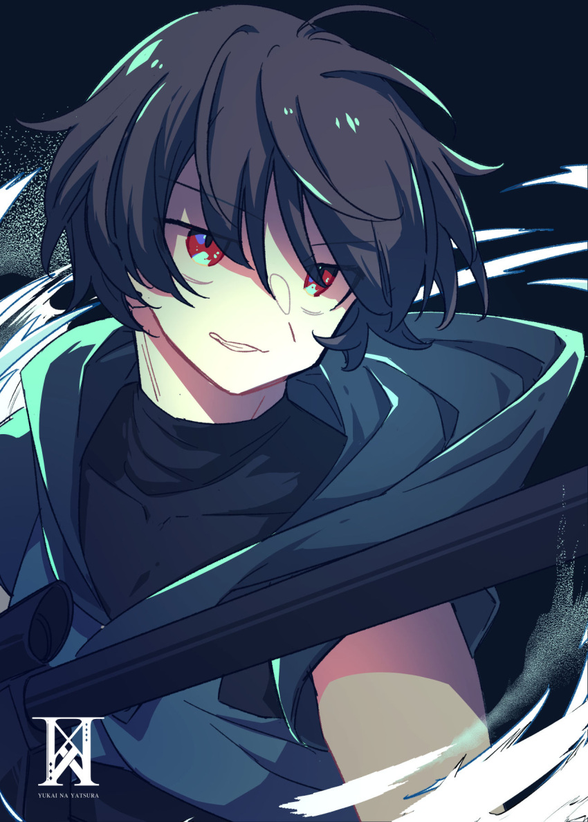 Safebooru - 1boy black background black hair chariki facing viewer ...