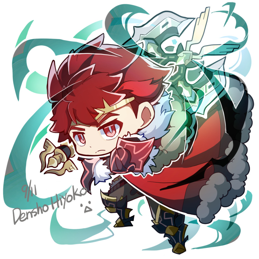 Safebooru - 1boy axe cape chibi chibi only collared cloak commentary ...