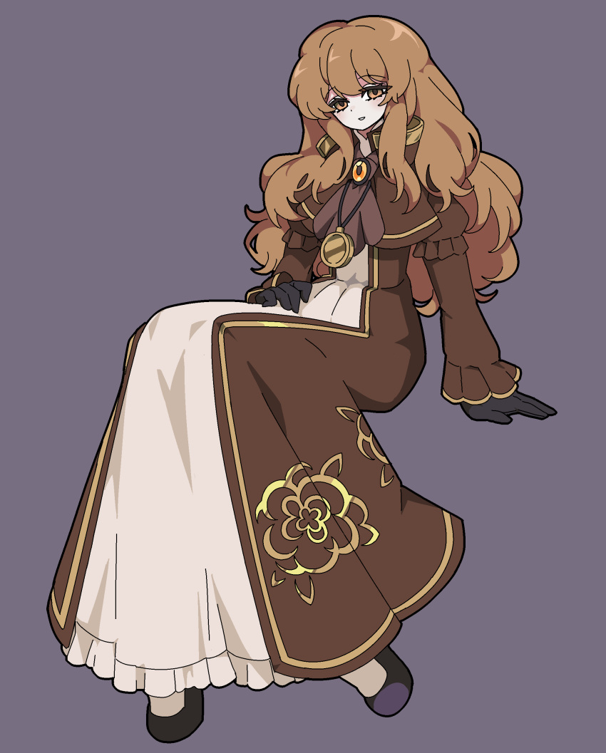 Safebooru - 1girl absurdres ascot black shoes brown ascot brown dress ...