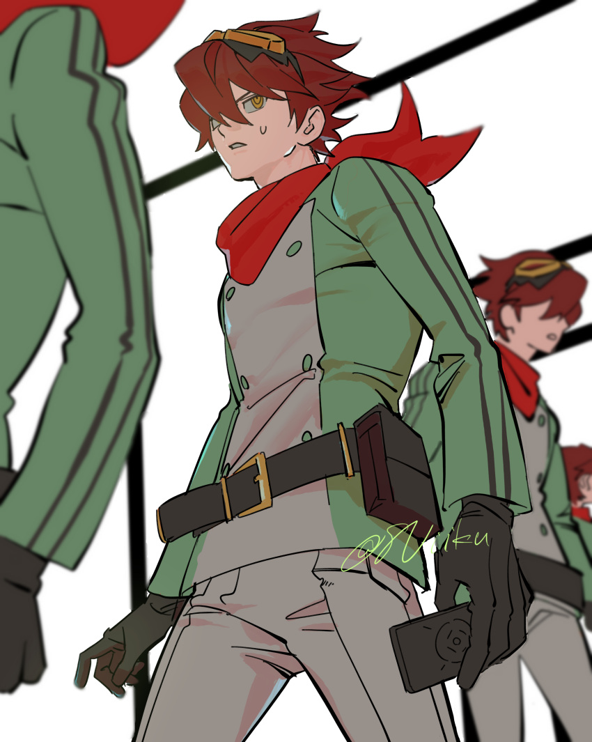 Safebooru - 4boys absurdres belt brown hair clone cowboy shot digimon ...