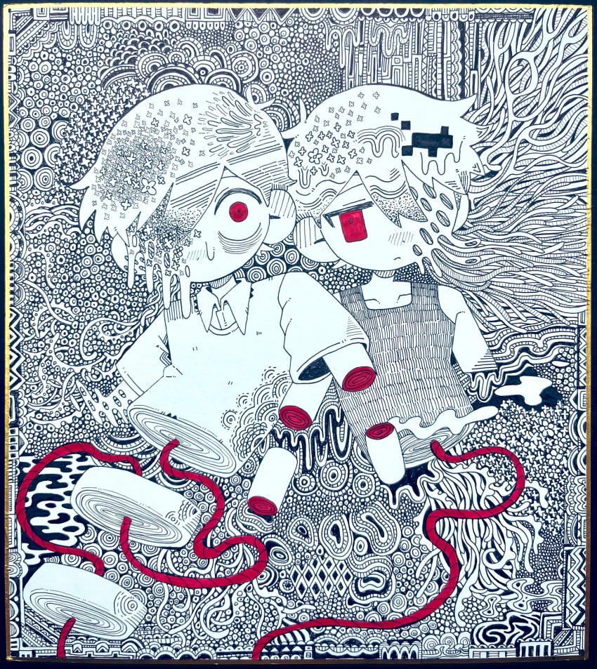 Safebooru - 2boys antenna hair closed mouth collarbone collared shirt ...