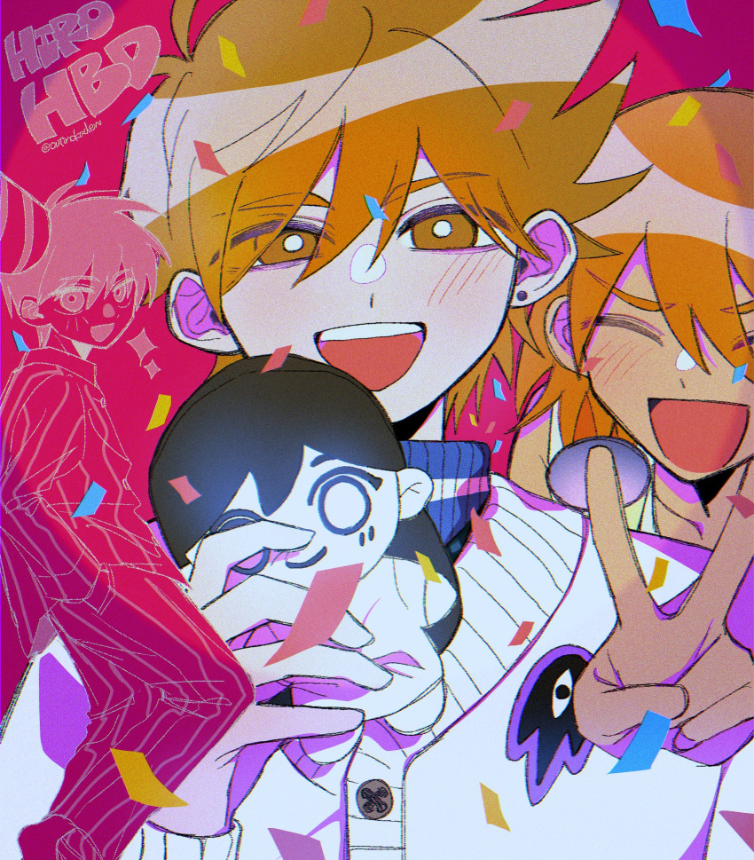 Safebooru - 2boys alternate eye color antenna hair blush bright pupils ...