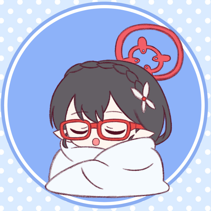 Safebooru - 1girl ayane (blue archive) black hair blanket blue archive ...