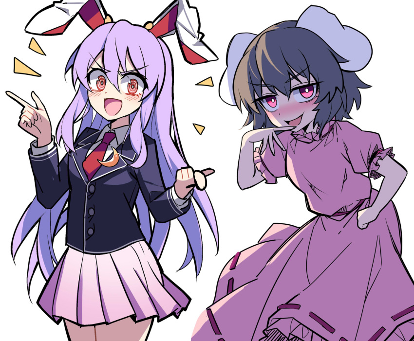 Safebooru - 2girls animal ears arm up bangs black jacket blush breasts ...