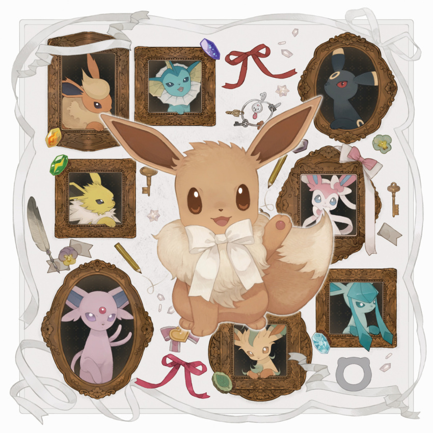 Safebooru - bow eevee espeon evolution stone fire stone flareon glaceon ...