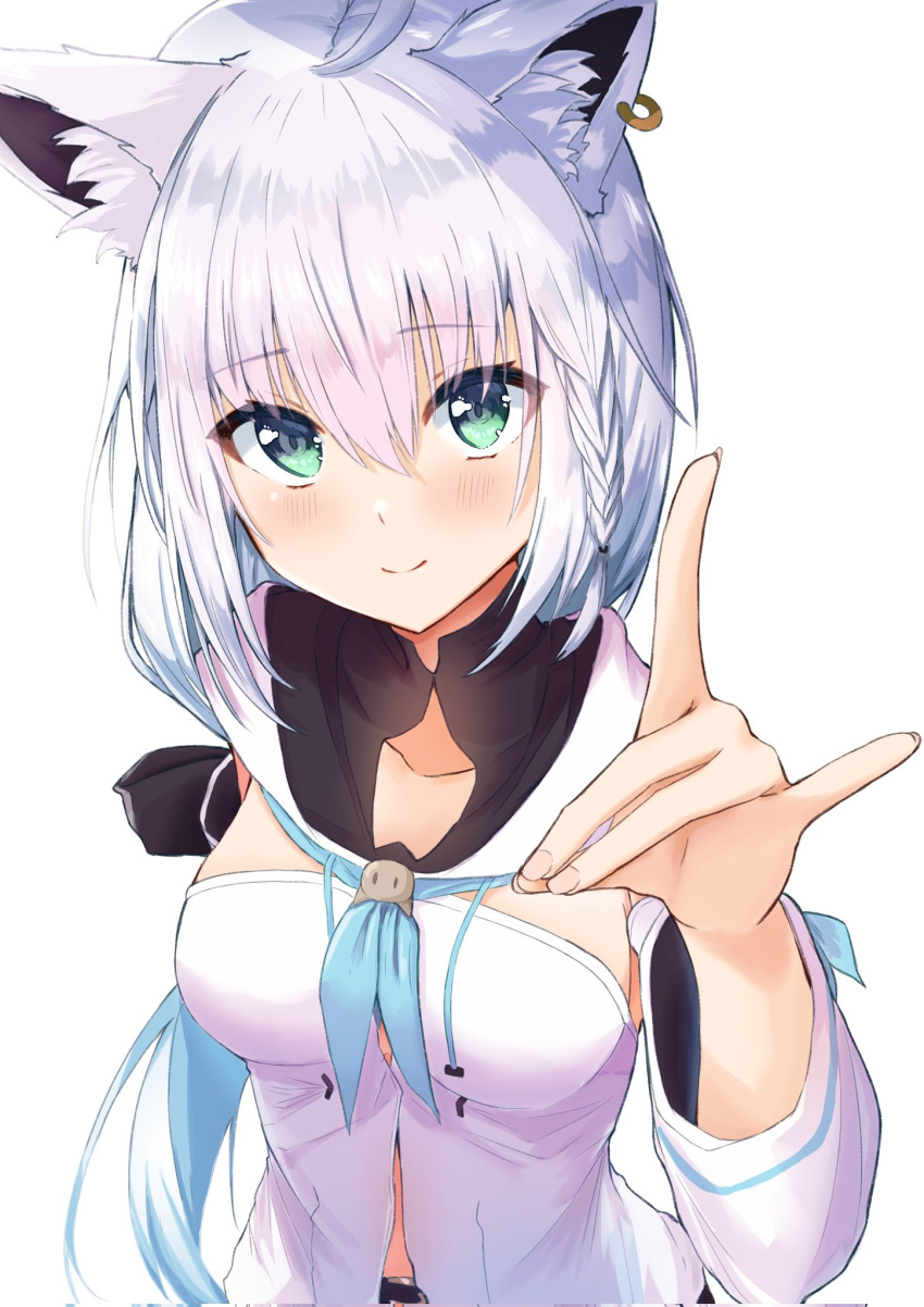 Safebooru - 1girl ahoge animal ear fluff animal ears aoto mei bangs black bow blue neckerchief ...