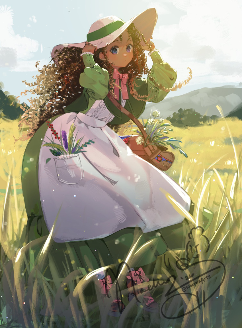 Safebooru - 1girl adjusting clothes adjusting headwear apron arms up ...