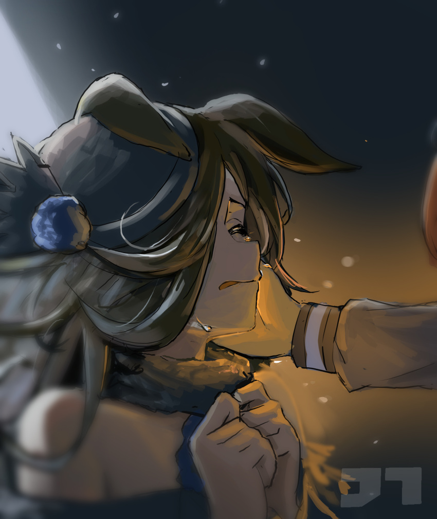 Safebooru - 2girls absurdres animal ears bare shoulders black hat ...