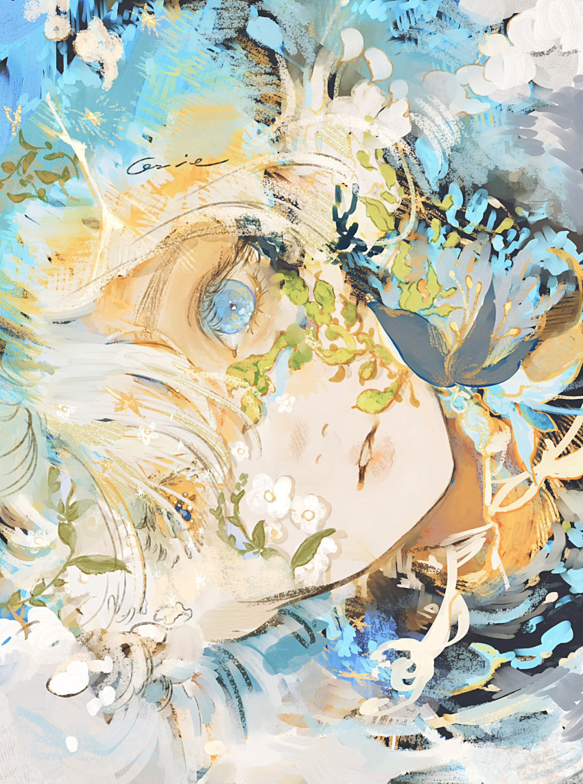 Safebooru - 1other abstract background androgynous blue eyes close-up ...