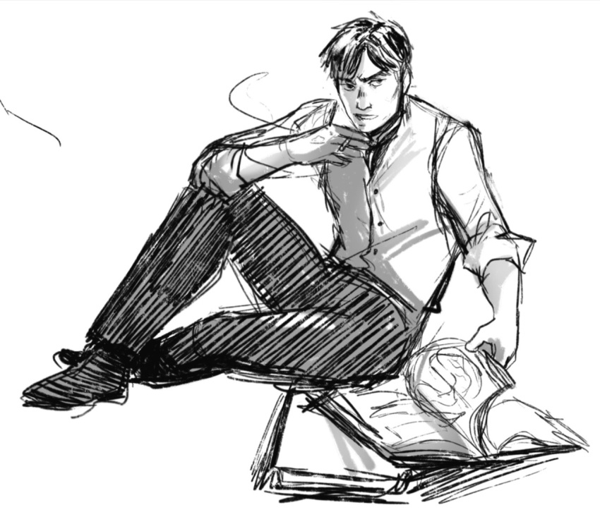 Safebooru - 1man bachelor black hair book dani-dear daniil dankovsky ...