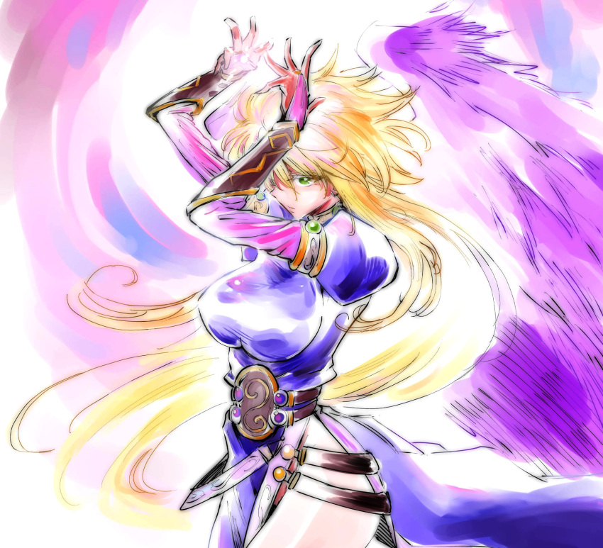 Safebooru - 1girl angel wings blonde hair blue dress breasts breath of fire breath of fire ii ...