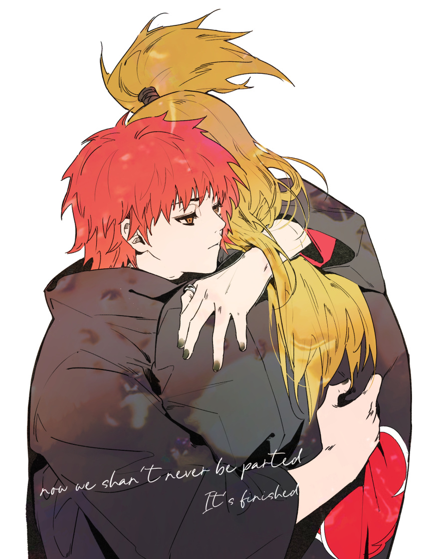 Safebooru - 2boys akatsuki uniform bad source closed mouth comforting ...