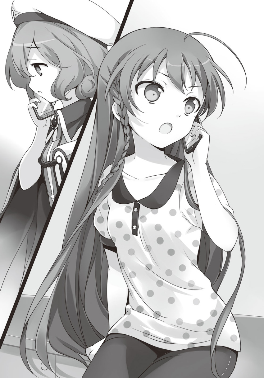 Safebooru - 029 2girls ahoge braid breasts cellphone collarbone ...