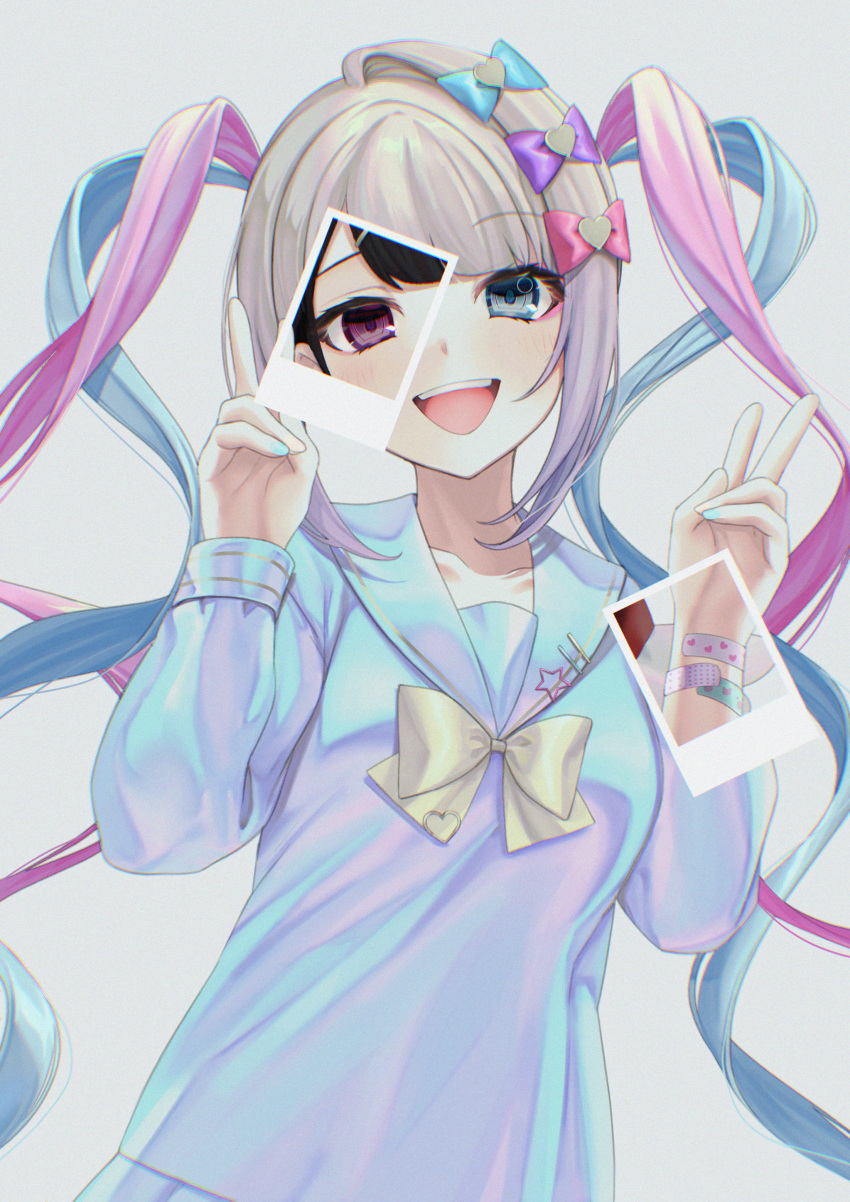 Safebooru - 1girl :d absurdres ame-chan (needy girl overdose) bandaid bandaid on arm bangs black ...