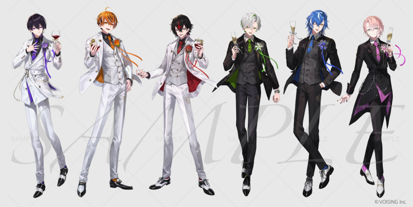 Safebooru - 6+boys :d ;d ahoge alcohol amayume remu arkhe arm at side ...
