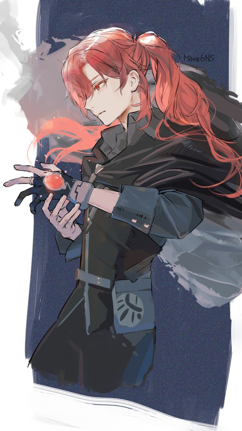 Safebooru - 1boy bangs black cape black gloves black pants cape closed ...