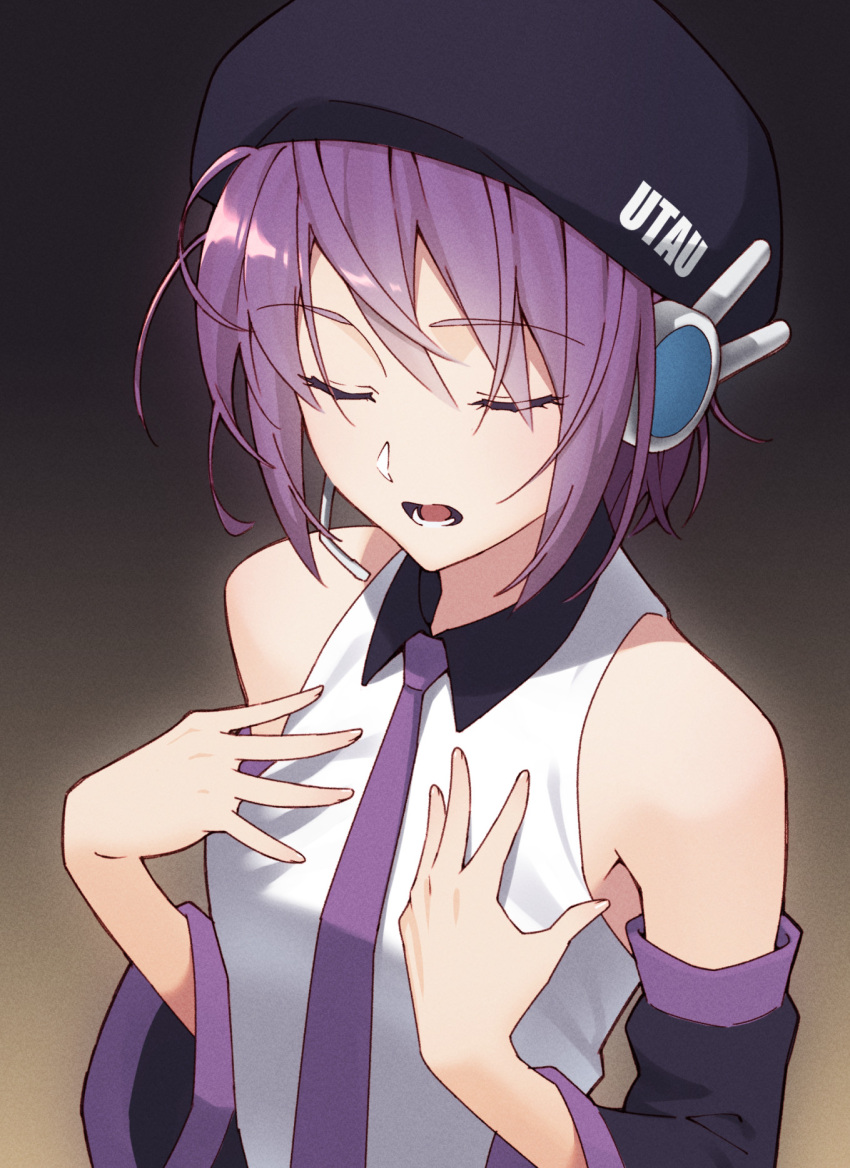 Safebooru - 1girl armpit crease bare shoulders beret black background ...