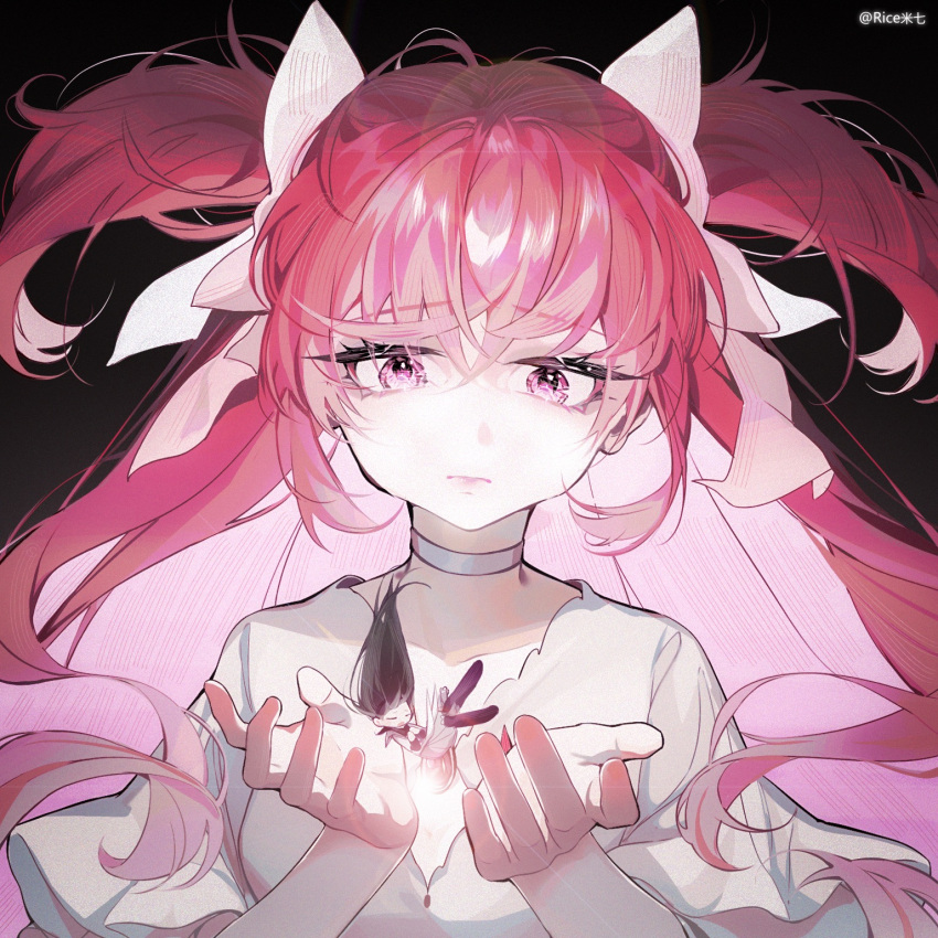 Safebooru - 2girls akemi homura artist name bangs black background black hair choker closed eyes ...